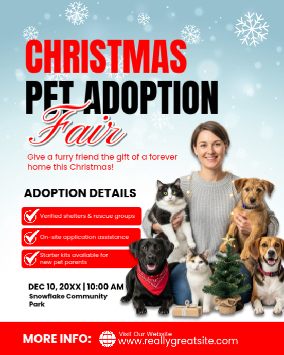 Christmas Pet Adoption Fair — Holiday Rescue Event Flyer | Editable ...