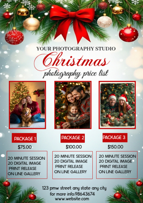 Christmas photoshoot package flyer Template | PosterMyWall