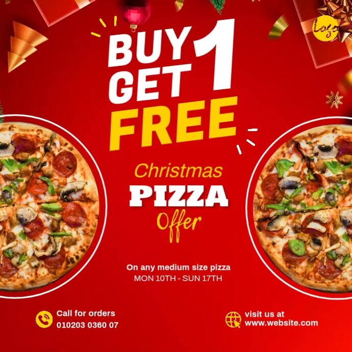 Copy of Christmas Pizza Offer Banner Ad | PosterMyWall
