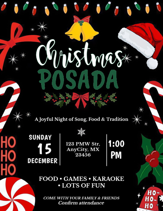 Christmas Posada Invitation Flyer | Festive Holiday Event Template ...