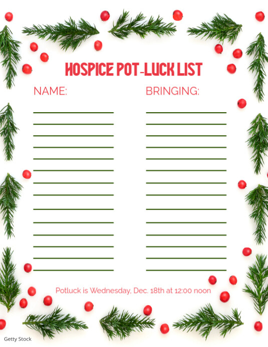 Modèle Christmas Pot Luck list flyer US Letter | PosterMyWall