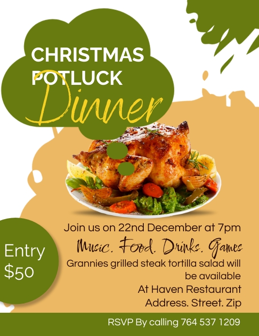 Christmas Potluck Diner Template | PosterMyWall