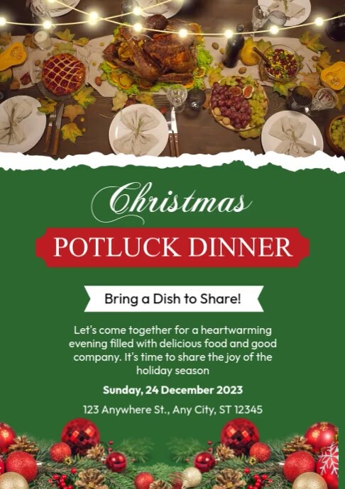 Christmas Potluck Dinner Template | PosterMyWall