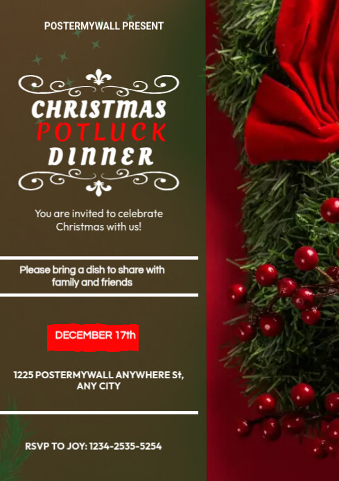 Copy of Christmas Potluck Dinner Invitation flyer | PosterMyWall