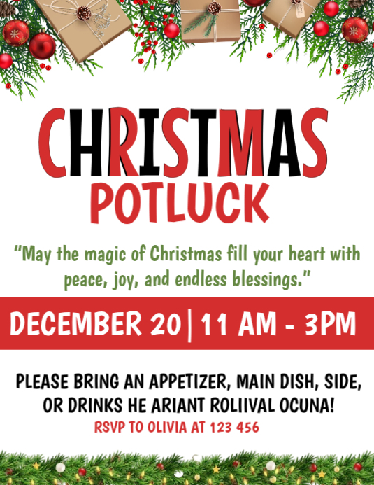Christmas Potluck Flyer Template | PosterMyWall