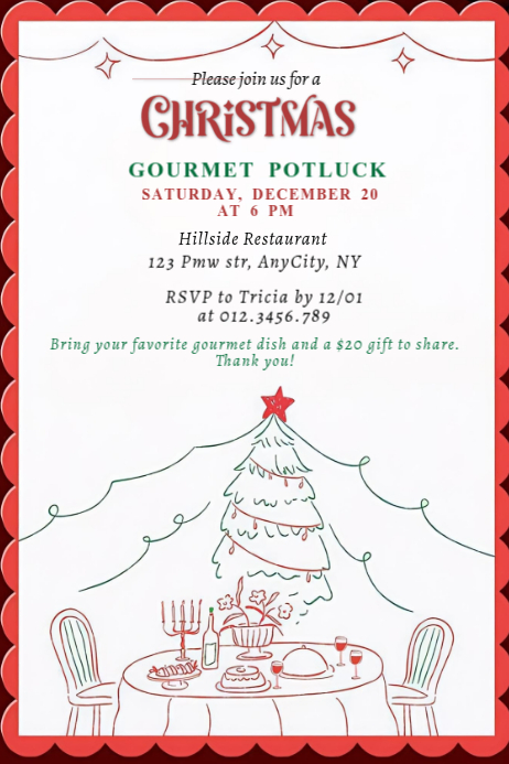 Christmas Potluck Invitation | Holiday Party Flyer | Festive Event ...