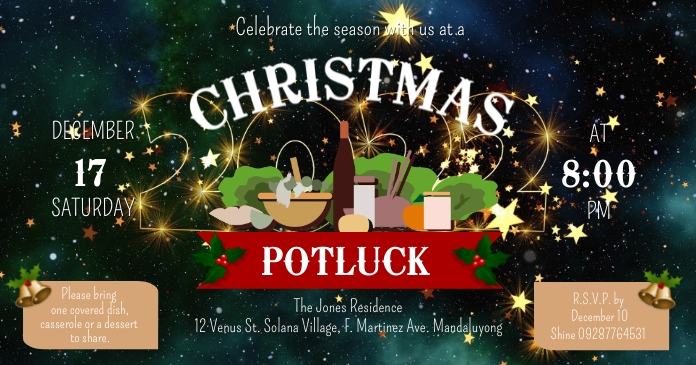 Christmas Potluck Invitation Template | PosterMyWall