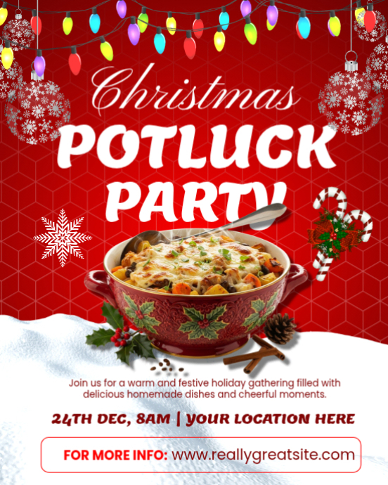Plantilla de Christmas Potluck Party — Festive Holiday Gathering Flyer ...