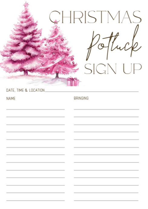 Christmas Potluck Signup Sheet Printable A4 Template | PosterMyWall