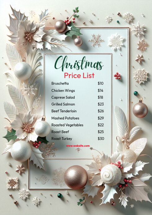 Christmas Price List A4 Template | PosterMyWall