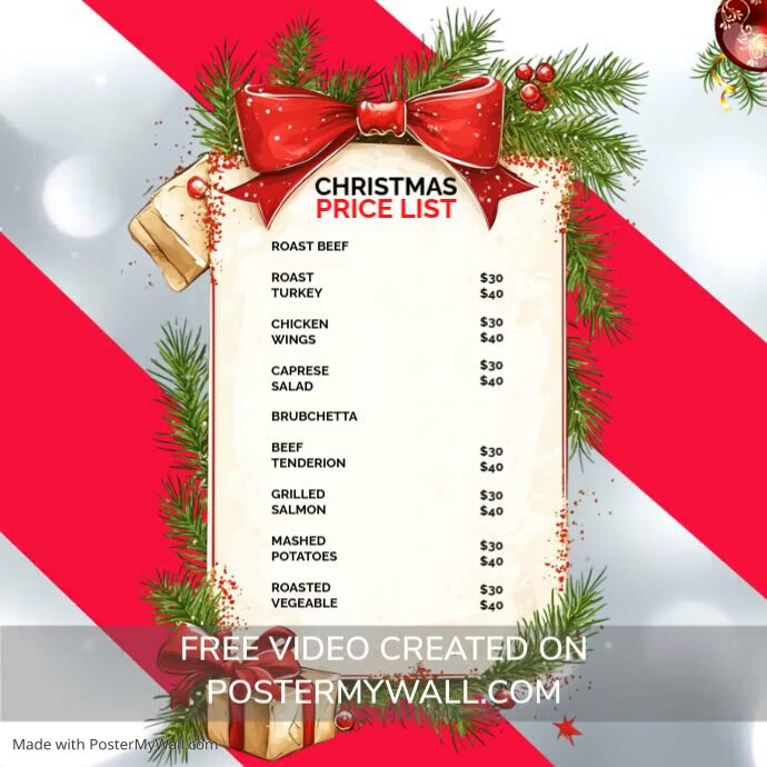 CHRISTMAS PRICE LIST Template | PosterMyWall