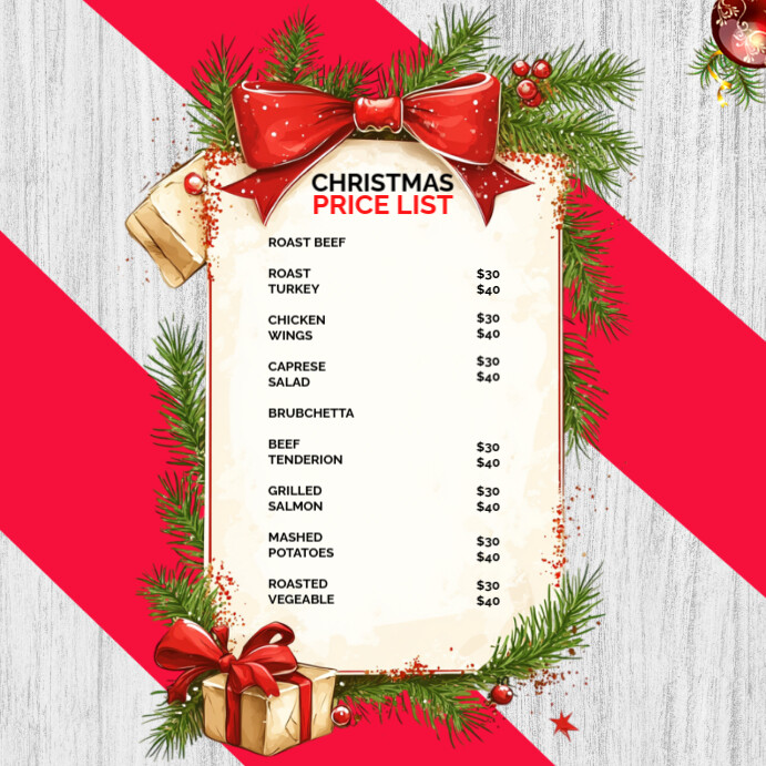 Copy of CHRISTMAS PRICE LIST | PosterMyWall