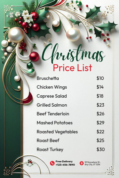 Christmas Price List Poster Template | PosterMyWall