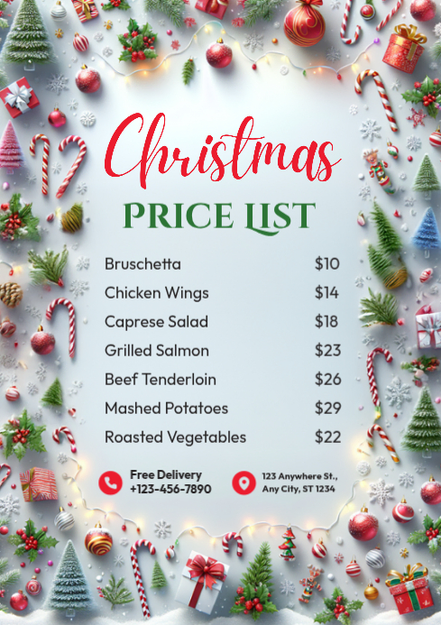 Christmas Price List Template | PosterMyWall