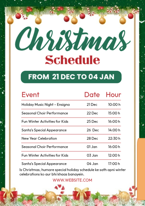 Christmas Program Schedule Flyer Template | PosterMyWall