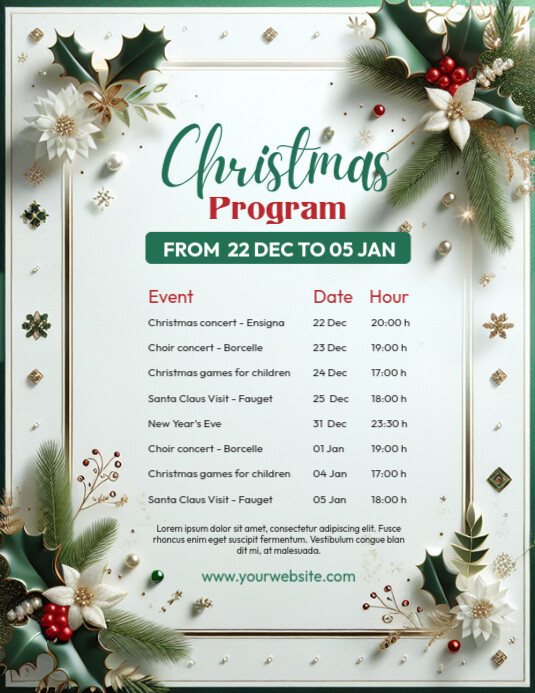 Christmas Program Schedule Flyer Template | PosterMyWall