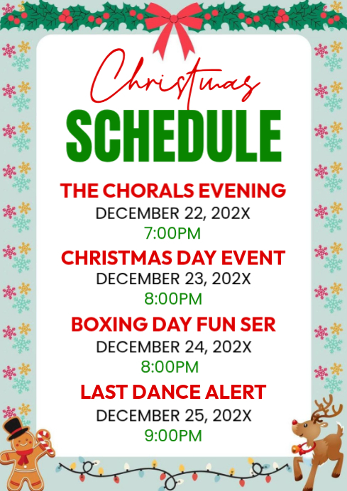 Christmas Program Schedule Template | PosterMyWall