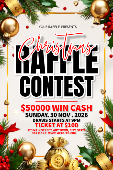 Christmas Raffle Contest Poster Template | PosterMyWall