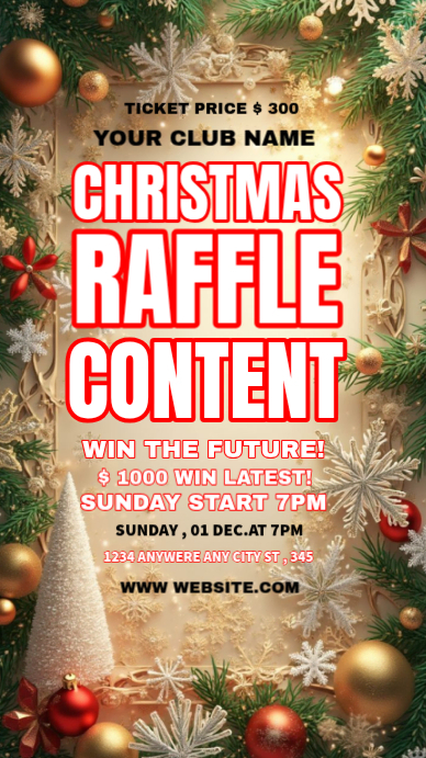 Christmas Raffle Template | PosterMyWall