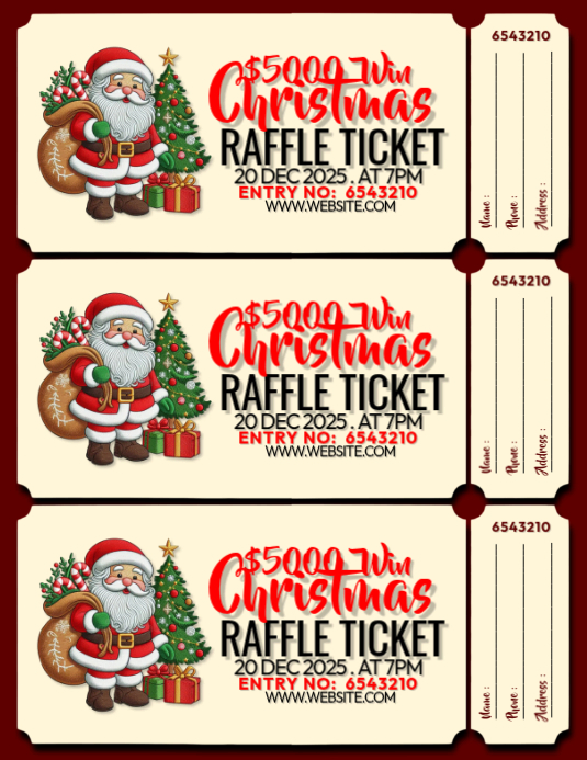 Christmas Raffle Tickets Template | PosterMyWall