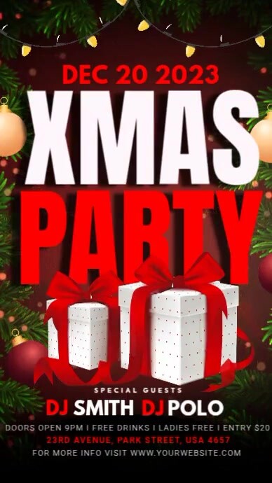 Christmas Red Party Video Template | PosterMyWall