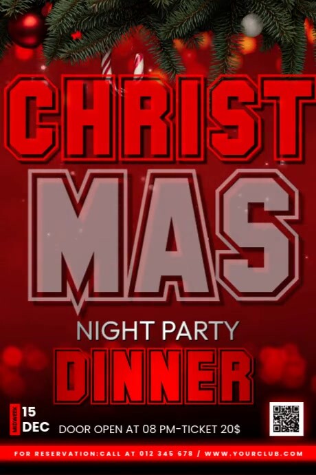 Christmas Red Theme Party Template | PosterMyWall