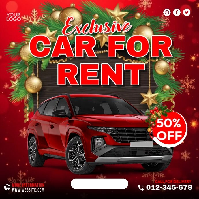 Christmas Rental Car Template | PosterMyWall