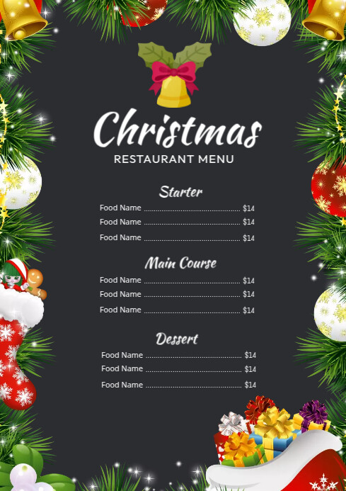 Christmas Restaurant Menu Template | PosterMyWall