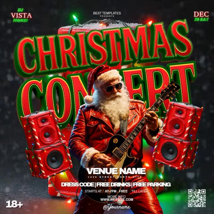 christmas rock concert club party event design template | PosterMyWall