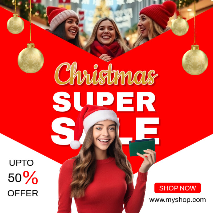 Christmas sale Instagram posts and social media ads design Template ...