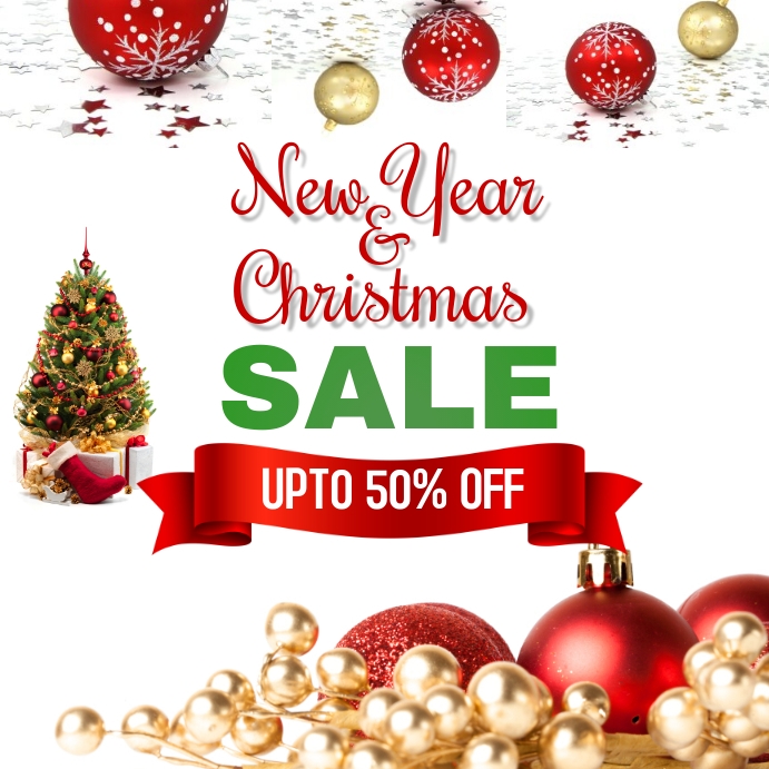 Christmas sale retail 50% and new year Template | PosterMyWall