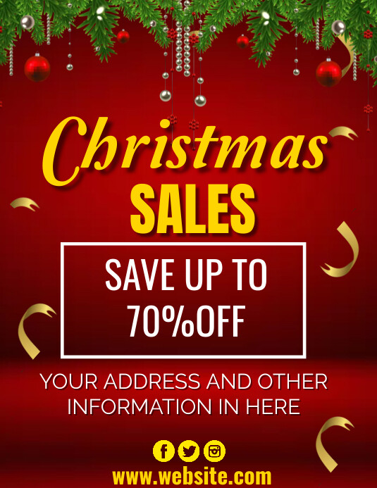 Christmas sales up to 70%off flyer Template | PosterMyWall
