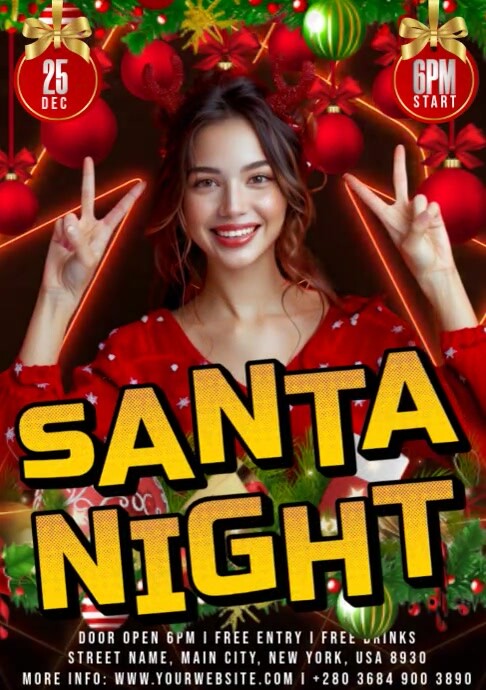 Christmas Santa Night Party Template | PosterMyWall