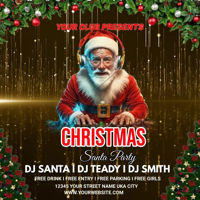 Christmas Santa party flyer Template | PosterMyWall