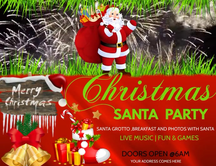 Christmas Santa party flyer template | PosterMyWall