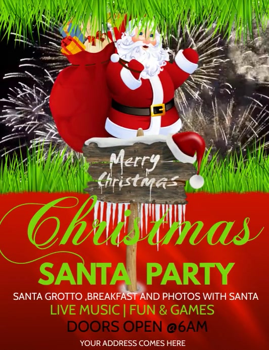 Christmas Santa party flyer template | PosterMyWall