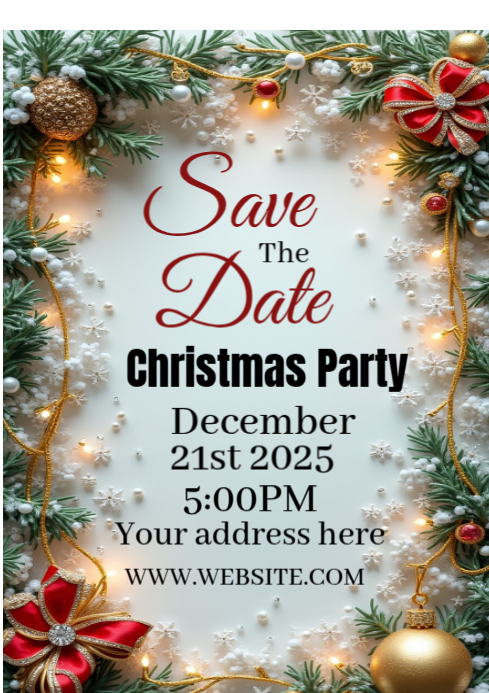 Christmas Save The Date Card A4 Template | PosterMyWall