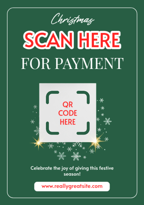 Plantilla de Christmas Scan Here for Payment Poster Template – Holiday QR Code Gift Payment ...