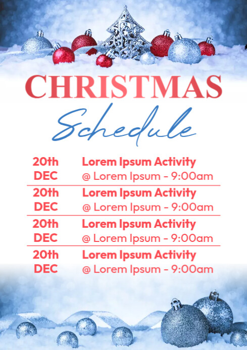 Christmas schedule A4 template | PosterMyWall