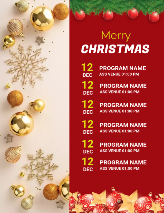 Christmas schedule Template | PosterMyWall