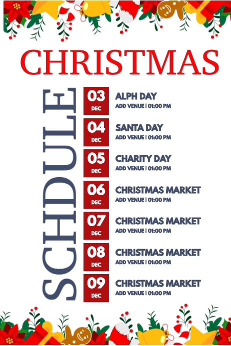 Christmas schedule Template | PosterMyWall