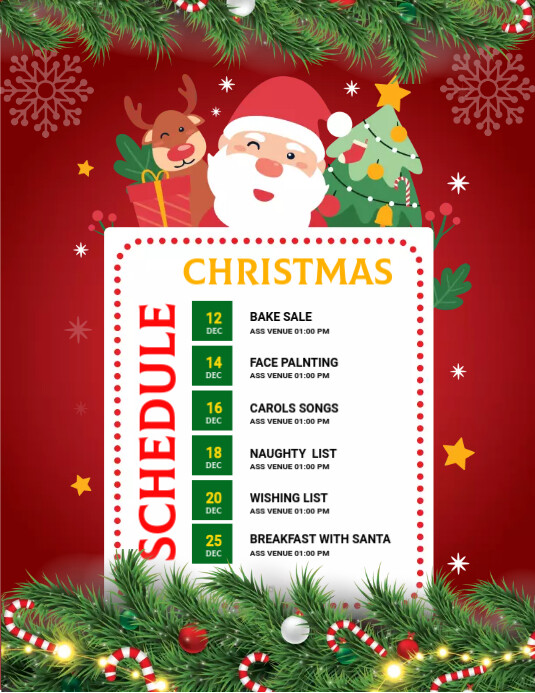 Christmas schedule Template | PosterMyWall