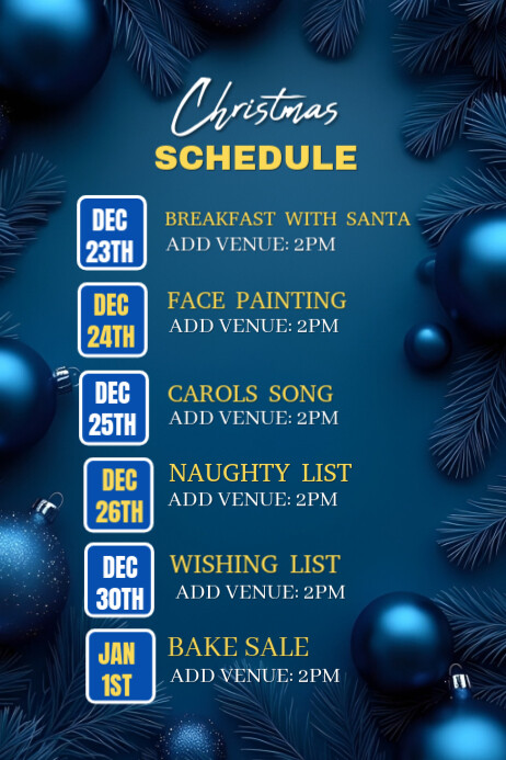 Christmas schedule Template | PosterMyWall