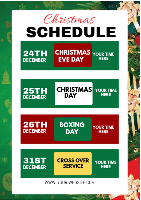 Christmas schedule Template | PosterMyWall