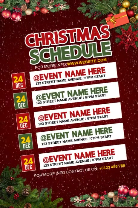Christmas Schedule Template | PosterMyWall