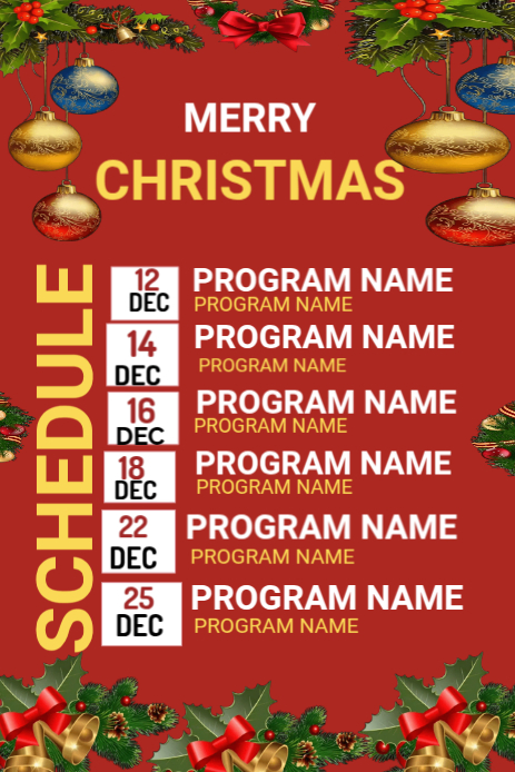 CHRISTMAS SCHEDULE Template | PosterMyWall