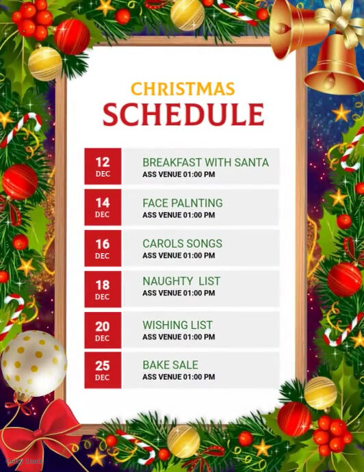 Christmas schedule Template | PosterMyWall