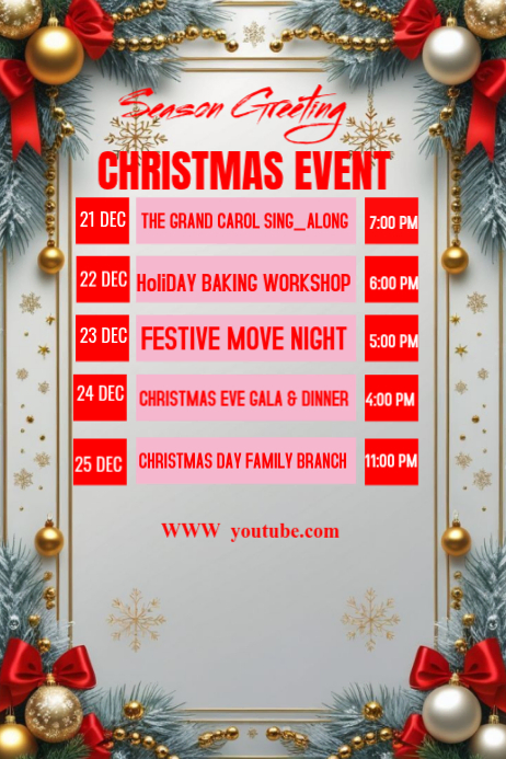Christmas Schedule Template | PosterMyWall