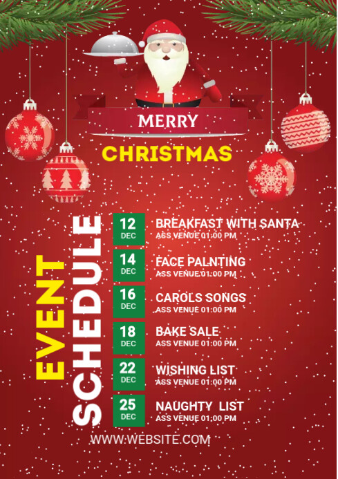 Copy of Christmas schedule | PosterMyWall