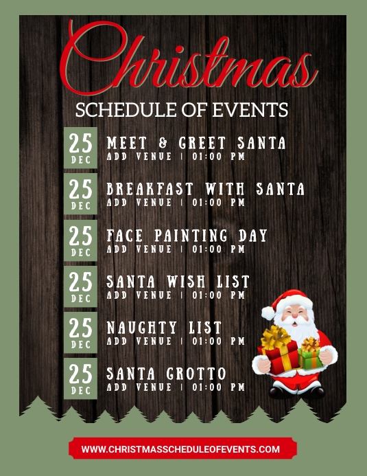 Copy of Christmas Schedule of Events | PosterMyWall